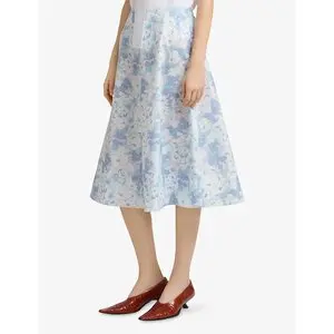 Marni Floral Print Cotton Midi Skirt