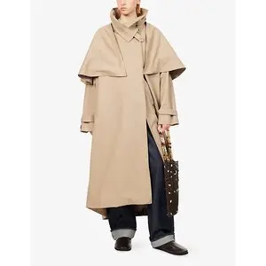 ATELIER NINETY FIVE Funnel-neck Cape Cotton-canvas Trench Coat