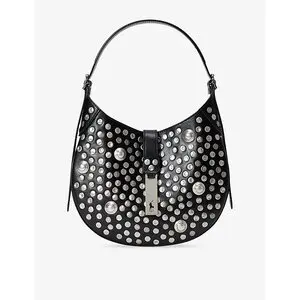 Polo Ralph Lauren Id Studded Leather Shoulder Bag - Black