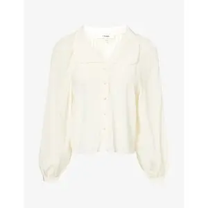 FRAME Gala Collared Silk Shirt - Cream