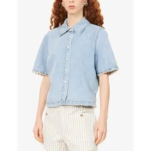 FRAME Crochet Trimmed Denim Shirt
