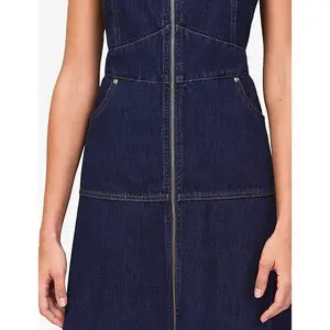 RO&ZO Zip-front Sleeveless Denim Midi Dress