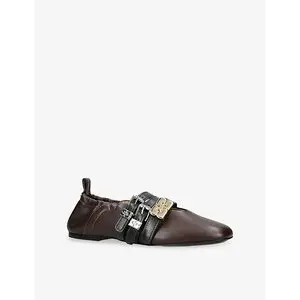GANNI Sue Triple Leather Ballet Pumps