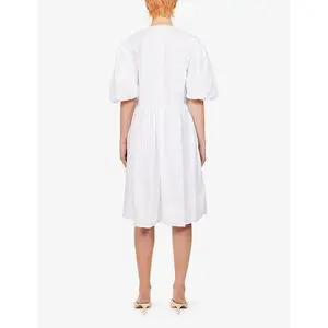 Simone Rocha Cotton Mini Dress With Puff Sleeves And Bow Detail - White