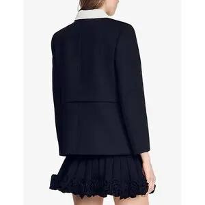 Sandro Contrast Collar Button-down Wool Jacket