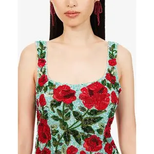 LA FUORI Floral Embellished Mini Dress