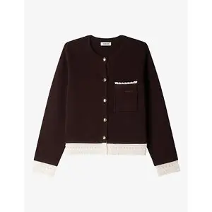 Sandro Lace-trimmed Wool-blend Cardigan