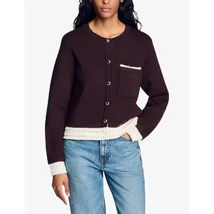 Sandro Lace-trimmed Wool-blend Cardigan
