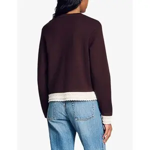 Sandro Lace-trimmed Wool-blend Cardigan