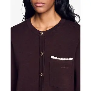 Sandro Lace-trimmed Wool-blend Cardigan