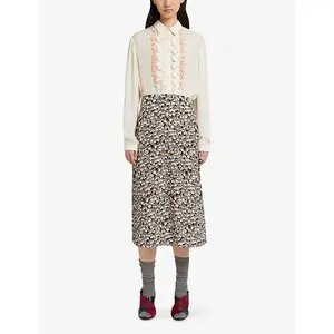 Marni Printed Crepe De Chine Fluid Silk Midi Skirt