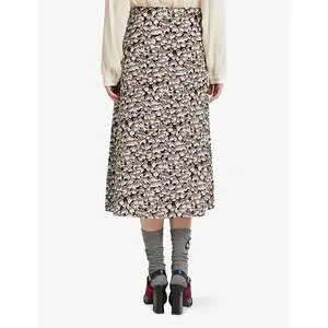 Marni Printed Crepe De Chine Fluid Silk Midi Skirt