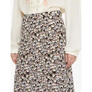 Marni Printed Crepe De Chine Fluid Silk Midi Skirt