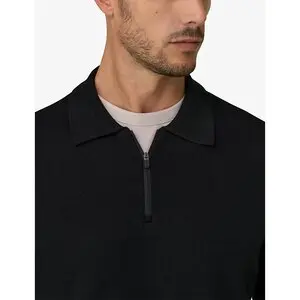 Boggi Milano Zip-neck Long-sleeve Wool-blend Polo