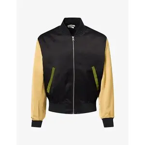 JW Anderson Color-block Silk And Satin Bomber Jacket - Black Multi
