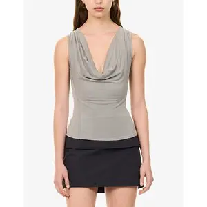 BELLE ANNA Stretch-jersey Top - Grey