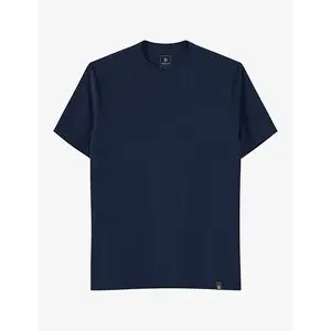 Boggi Milano Short-sleeved Branded-tab Stretch-cotton T-shirt - Navy Blue