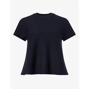 ME+EM Swing Short-sleeve Knitted Wool-blend Top - Navy