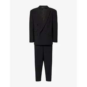 Giorgio Armani Single-breasted Peak-lapel Virgin-wool Suit - Nero