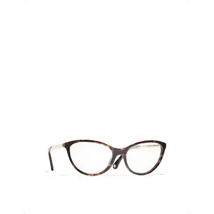 Chanel Cat-eye Metal Optical Glasses With Pearl Embellishment