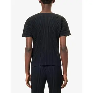 Issey Miyake Basics Pleated Knitted T-shirt - 15-black