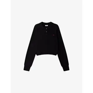 Sandro Long-sleeved Wool-blend Polo Shirt - Black