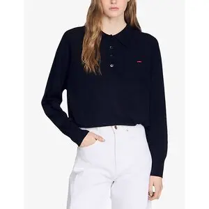 Sandro Long-sleeved Wool-blend Polo Shirt