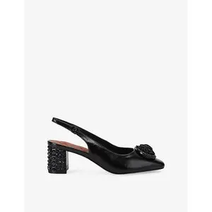 Kurt Geiger Chelsea Block Drench Leather Slingback Pumps - Black