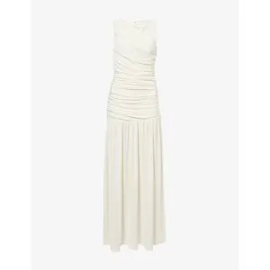 Dissh Lola Ruched Cotton-blend Maxi Dress - Bone