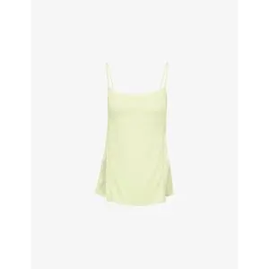 YASMINA Q Square Neck Spaghetti Strap Linen-blend Top