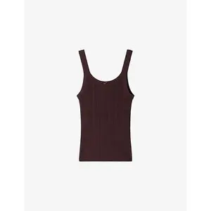 Sandro Scoop-neck Pointelle Knitted Vest Top - Brown