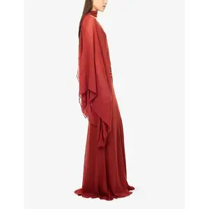 DE LA VALI Fiorela Draped Tulle Maxi Dress