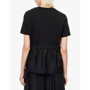 Moncler Frilled Contrast Cotton T-shirt