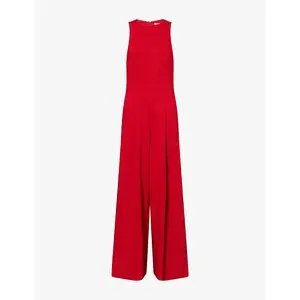 ME+EM Tailored Wide-leg Woven Jumpsuit - Ruby Red