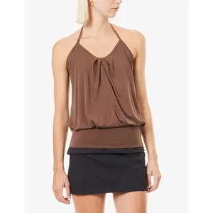 BELLE ANNA Coin Halterneck Jersey Top