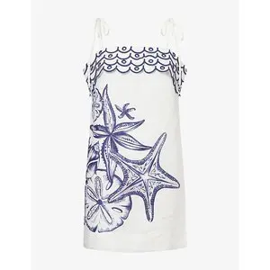 Farm Rio Coast Stars Linen Mini Dress