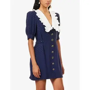 Alessandra Rich Jacquard Buckles Silk Mini Dress