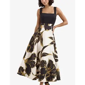 PHASE EIGHT Delie Floral Satin Maxi Dress