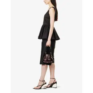 REEM ALKANHAL Detachable Sleeves Peplum Cotton-blend Top