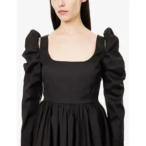 REEM ALKANHAL Detachable Sleeves Peplum Cotton-blend Top