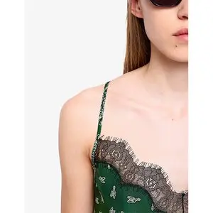 Zadig&Voltaire Graphic Print Lace-trim Silk Midi Dress - Meadow