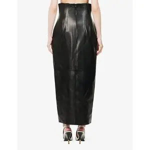 Khaite Luiza Buttoned Leather Midi Skirt