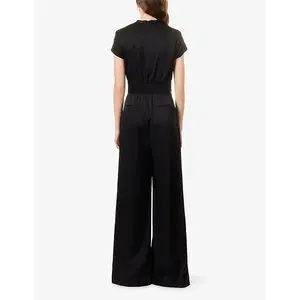 ME+EM Pintucked V-neck Satin Jumpsuit