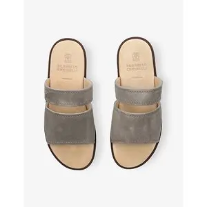 Brunello Cucinelli Double-strap Suede Sandals