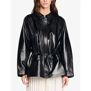 Sandro Leather Elasticated-waist Jacket