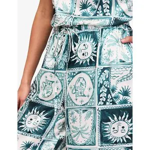 RO&ZO Zodiac-print Wide-leg Woven Trousers