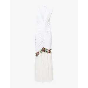 Christopher Esber Embellished Plunge Neck Gown - White
