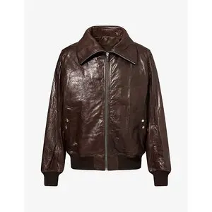 Rick Owens High-neck Leather Bomber Jacket - Grease