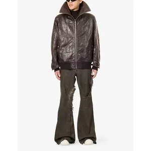Rick Owens High-neck Leather Bomber Jacket - Grease