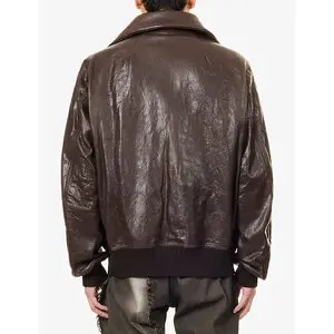 Rick Owens High-neck Leather Bomber Jacket - Grease